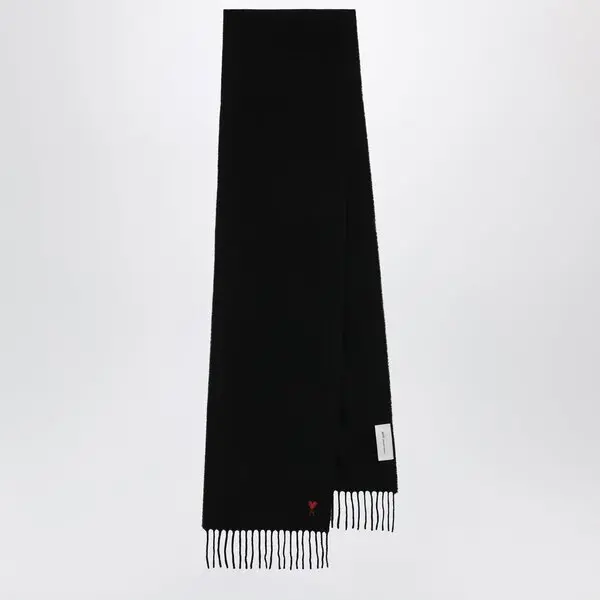 AMI Paris De Coeur Wool Scarf - Black