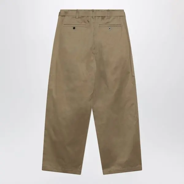 Sacai Beige Cotton Twill Trousers With Belt - Cream