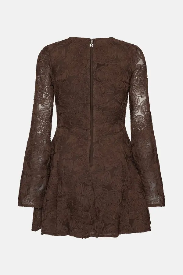ROTATE BY BIRGER CHRISTENSEN Floral Mesh Long Sleeve Mini Dress - Multicolor