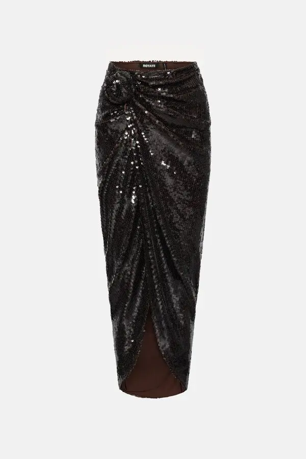 ROTATE BY BIRGER CHRISTENSEN Sequined Knot Midi Skirt - Multicolor