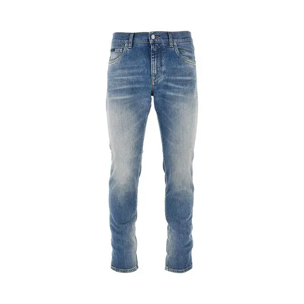 Dolce & Gabbana Stretch Cotton Denim Slim Fit Jeans - Blue