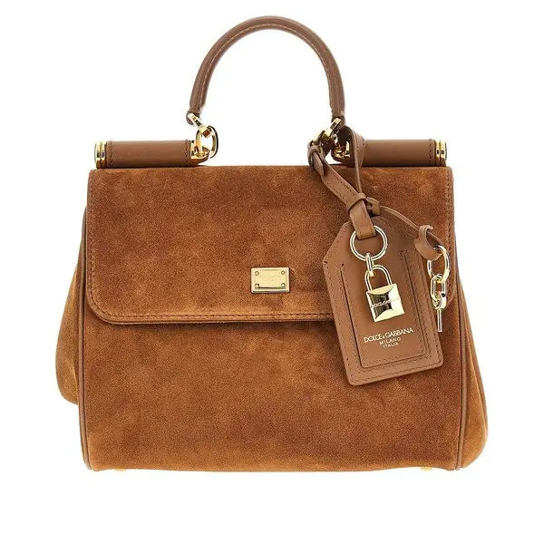 Dolce & Gabbana Suede Leather "my Sicily" Top Handle Bag - Brown