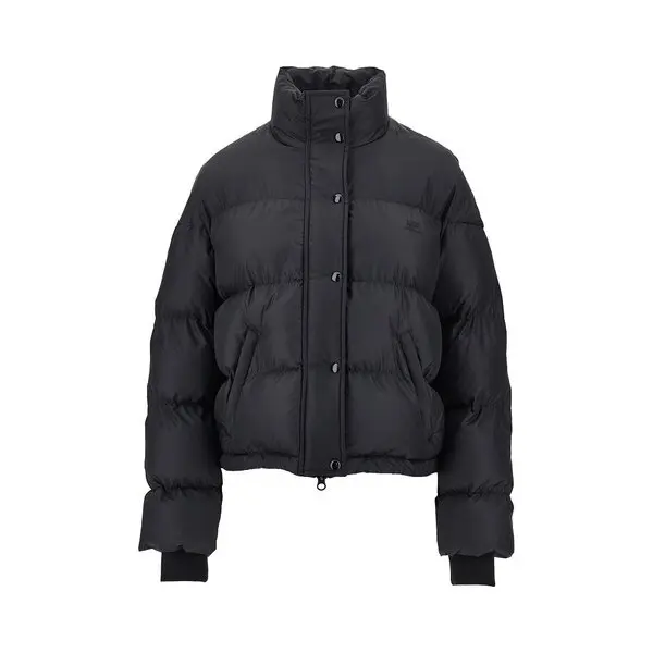 COURREGES Short Padded Jacket With Logo Embroidery - Black