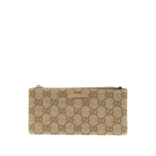 Gucci Original Gg Wallet With Logo Plate - Cream