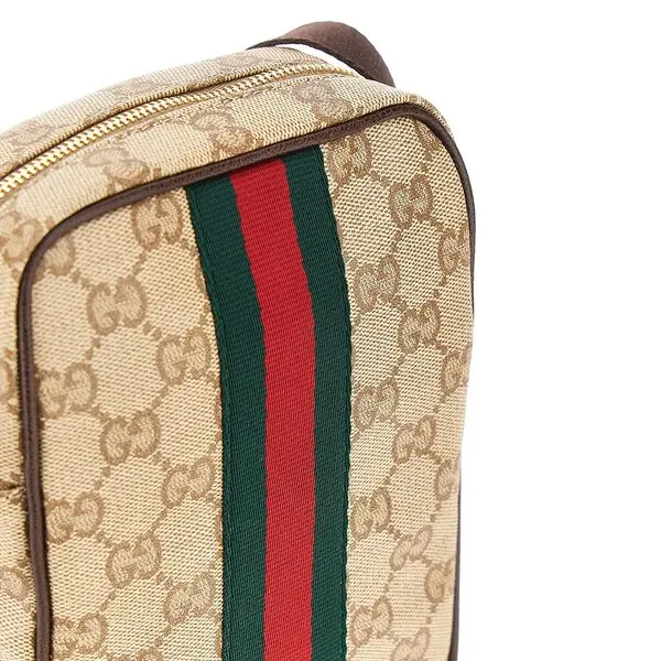 Gucci Gg Supreme Monogram Mini Crossbody Bag With Web Stripe