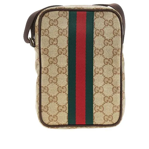 Gucci Gg Supreme Monogram Mini Crossbody Bag With Web Stripe - Cream