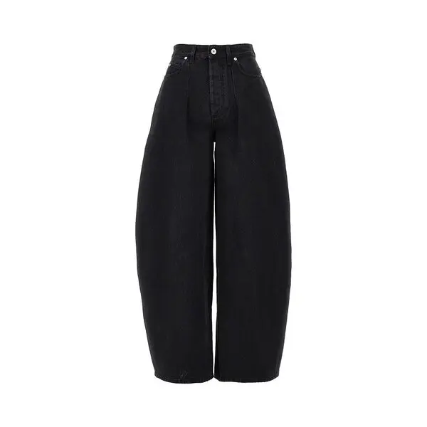 Jacquemus Ovalo Wide Leg Denim Pants - Black