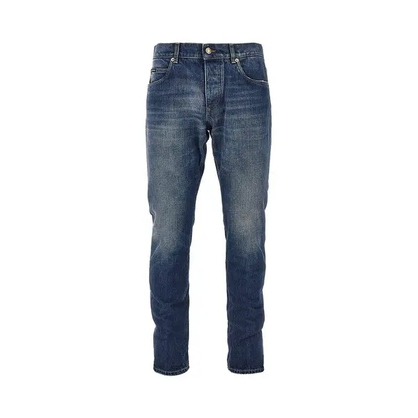 Dolce & Gabbana Regular Fit Jeans With Logo Plate - Blue