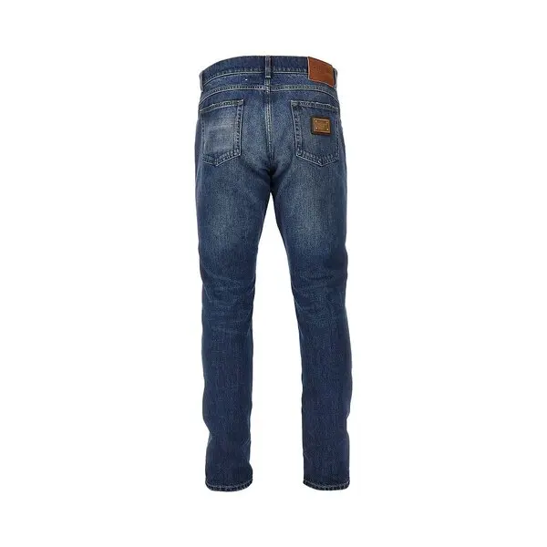 Dolce & Gabbana Regular Fit Jeans With Logo Plate