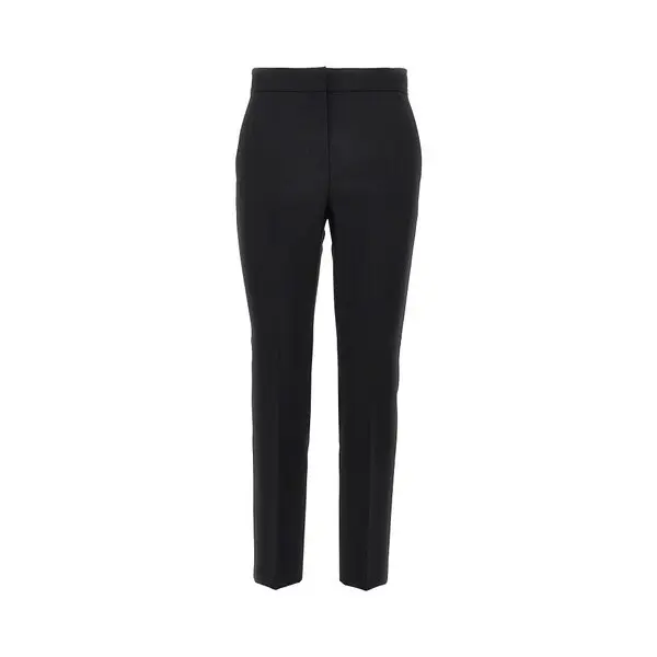 Max Mara Stretch Wool Canvas Cropped Pants - Black