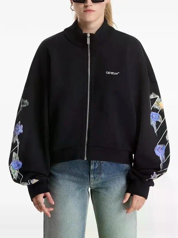 Off-White Floral-print Arrows Zip-up Sweatshirt