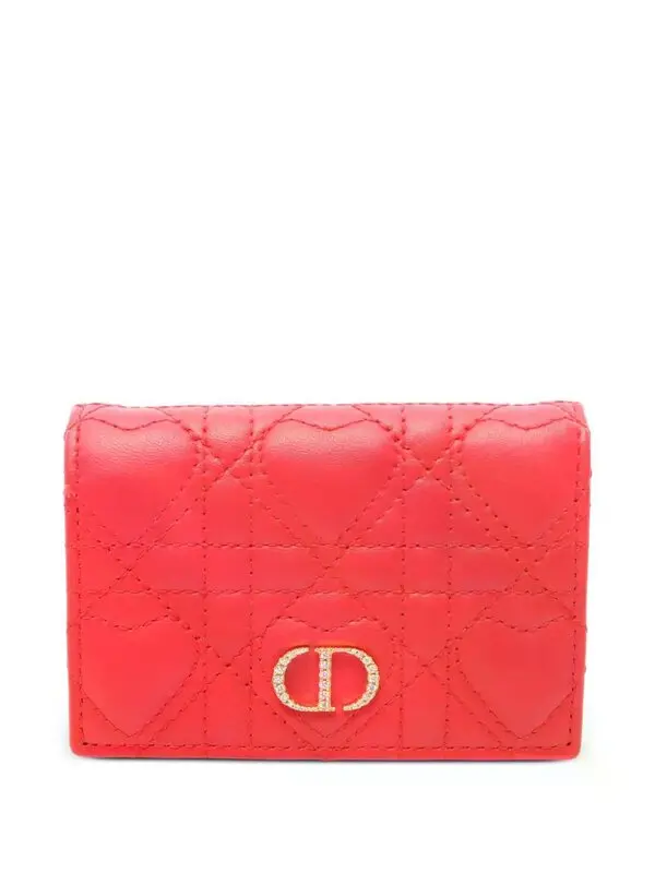 Dior 2010s Caro Glycine Cannage Wallet - Red