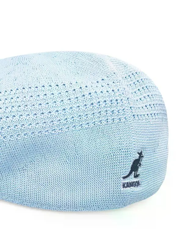 KANGOL Logo Embroidered Mesh Knit Flat Cap - Blue