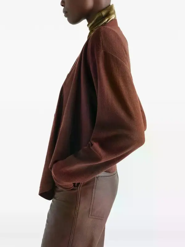 LEMAIRE Merino Wool Blend Trompe-l’œil Cardigan - Brown