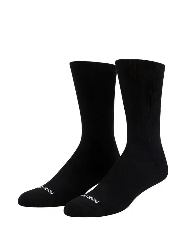 PURPLE BRAND Crew Socks With Logo Intarsia - Black