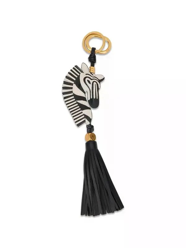 GIANNI CHIARINI Zebra-motif Tassel Keyring - Black
