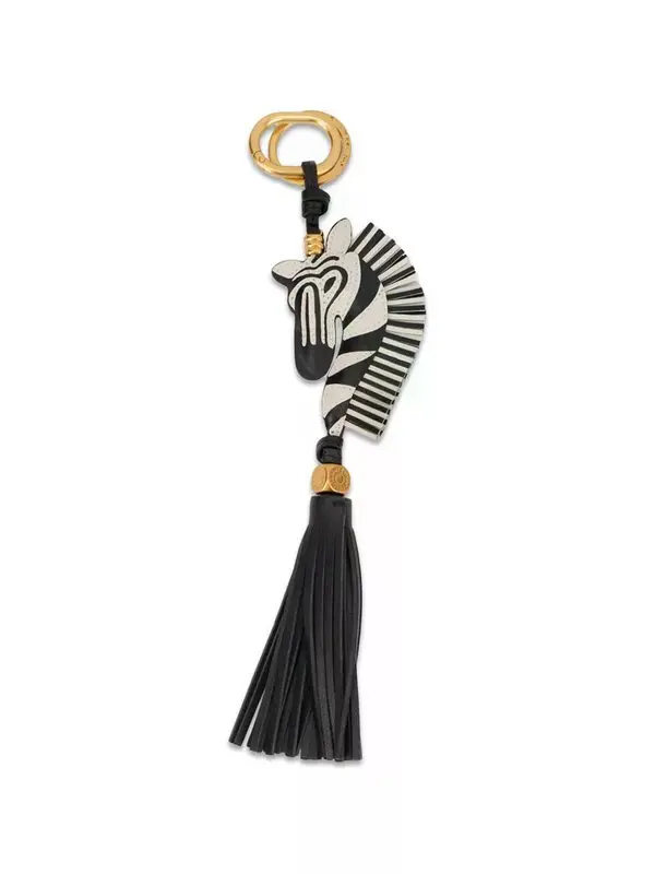 GIANNI CHIARINI Zebra-motif Tassel Keyring - Black
