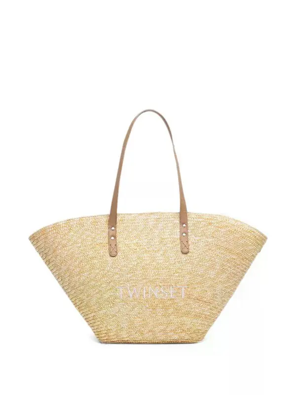 TWINSET Logo-embroidered Woven Beach Bag