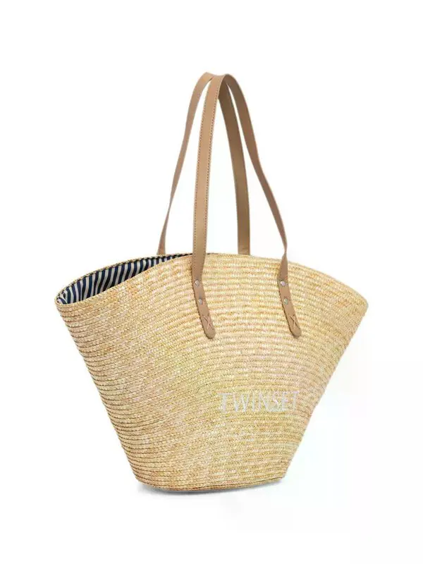 TWINSET Logo-embroidered Woven Beach Bag