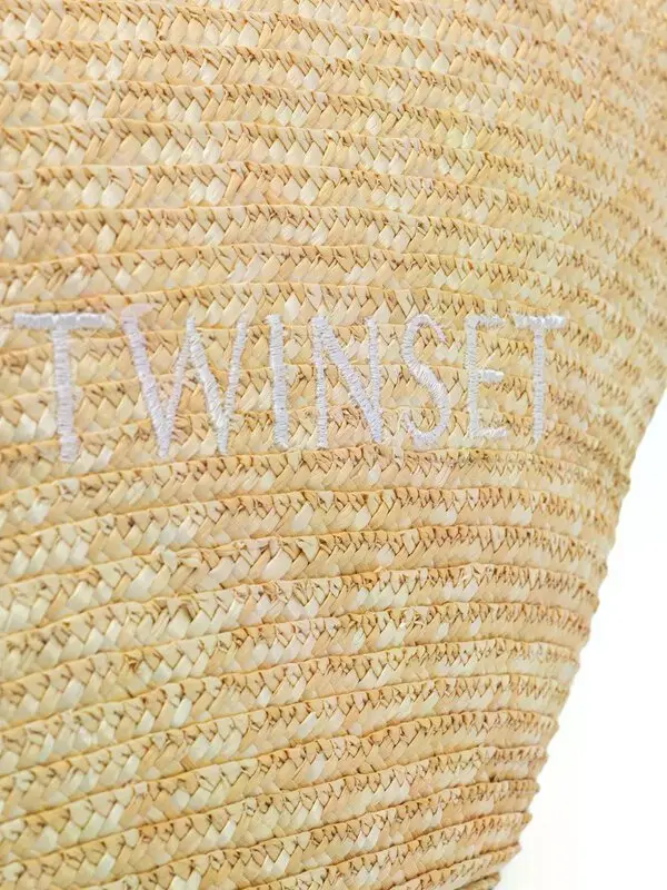TWINSET Logo-embroidered Woven Beach Bag