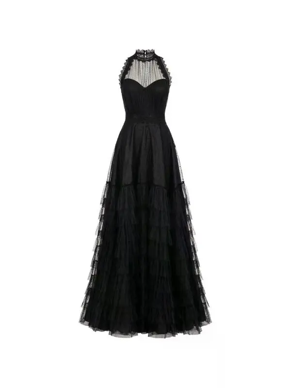 GEMY MAALOUF Tiered Lace-trim Gown