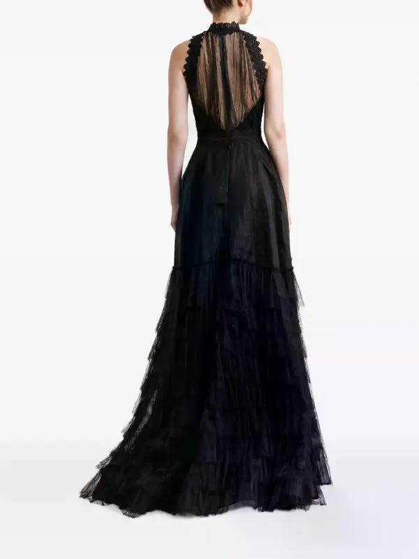 GEMY MAALOUF Tiered Lace-trim Gown