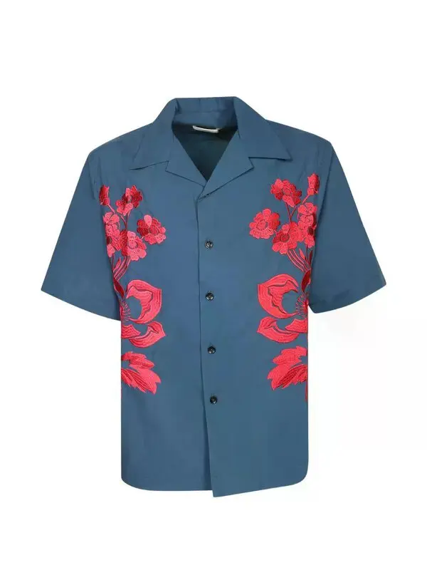 Commas Floral-embroidered Short-sleeve Shirt
