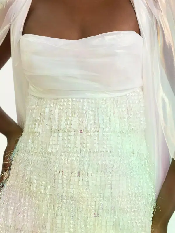 GEMY MAALOUF Embellished Tasselled Cape Gown