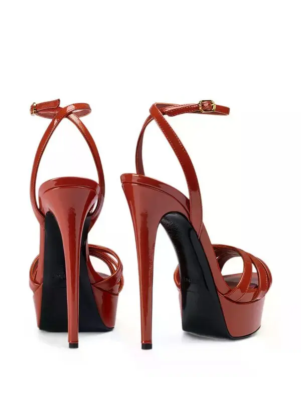 LE SILLA Lola Patent-calf Leather Platform Stiletto Sandals - Red