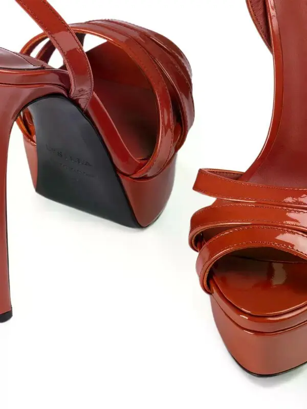 LE SILLA Lola Patent-calf Leather Platform Stiletto Sandals - Red