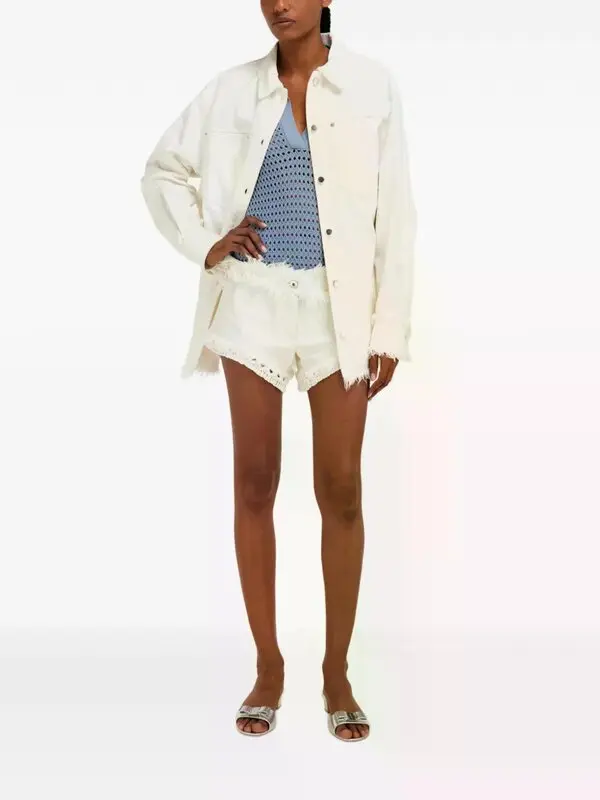 FERRAGAMO Denim Shorts With Crocheted Detailing