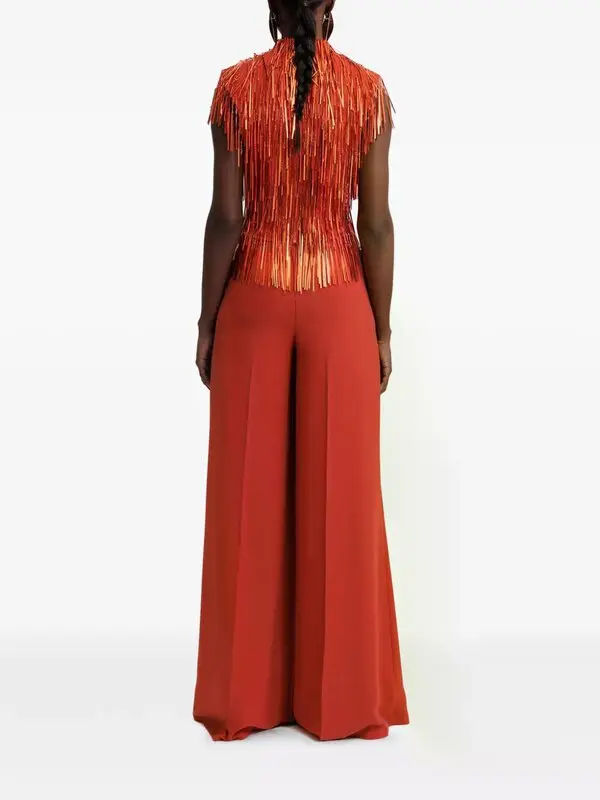 GEMY MAALOUF Sleeveless High-neck Top With Fringe Detail