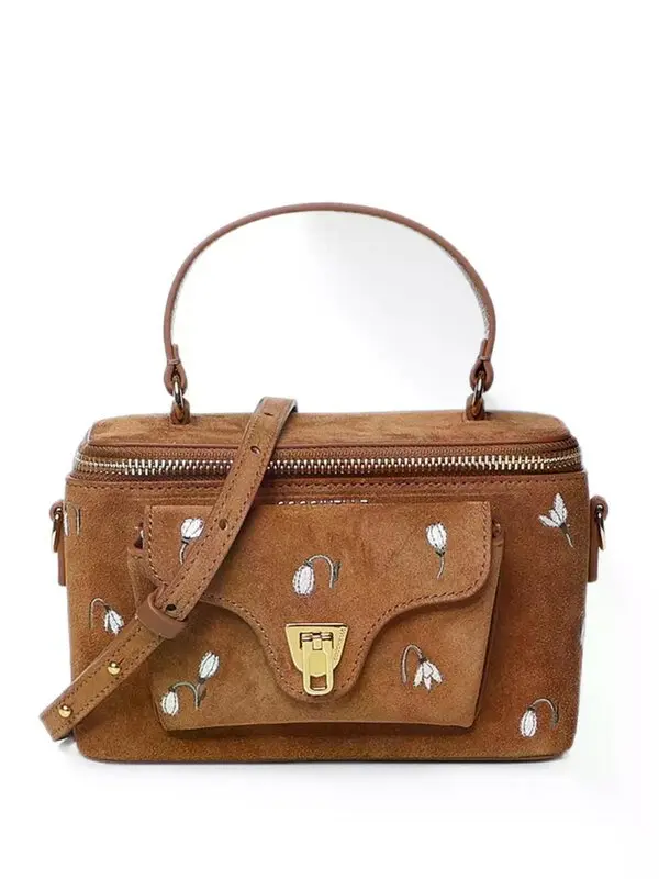 COCCINELLE Embroidered Suede Tote Bag