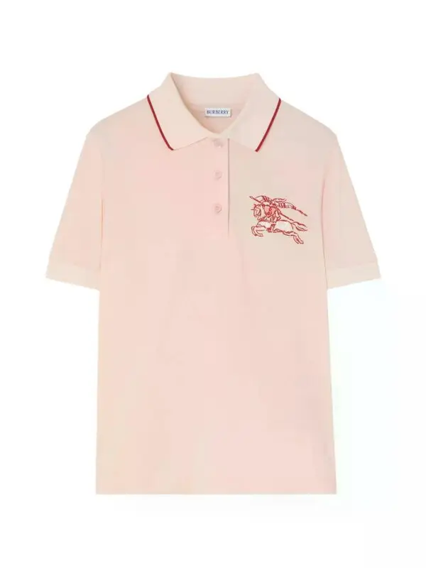 Burberry Knight Heart Embroidered Cotton Piqué Polo Shirt - Pink