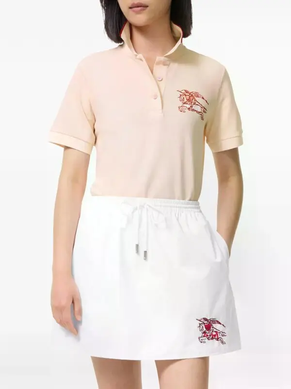 Burberry Knight Heart Embroidered Cotton Piqué Polo Shirt - Pink