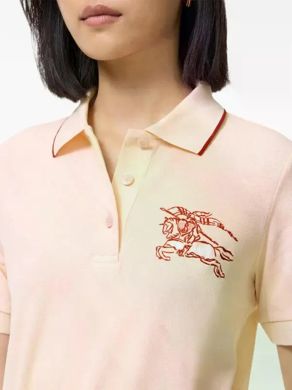 Burberry Knight Heart Embroidered Cotton Piqué Polo Shirt - Pink