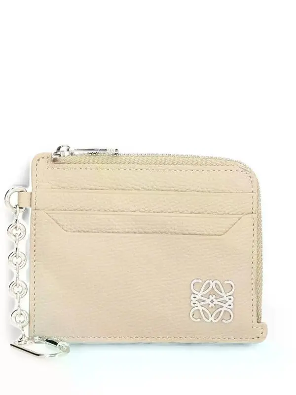 Loewe Anagram Square Coin Cardholder In Pebble Grained Calfskin - Neutrals