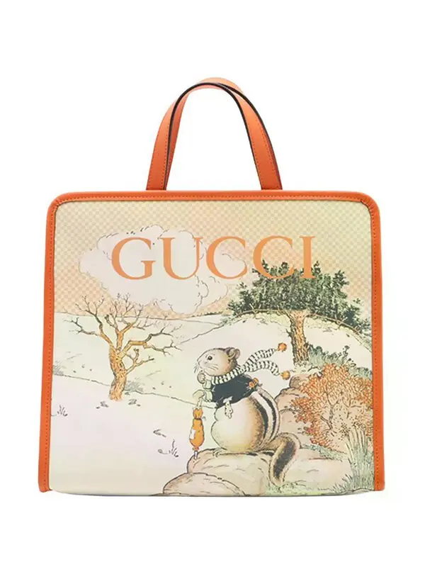 Gucci 2000-2015 Peter Rabbit Coated Canvas Tote Bag - Orange