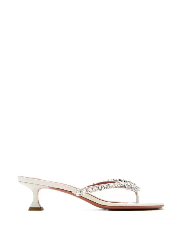 Amina Muaddi Embellished Leather Thong Sandals