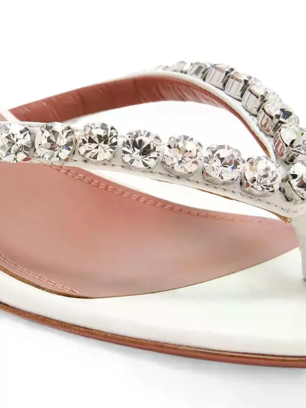 Amina Muaddi Embellished Leather Thong Sandals
