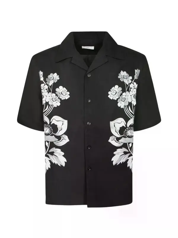 Commas Floral-embroidered Short-sleeve Shirt