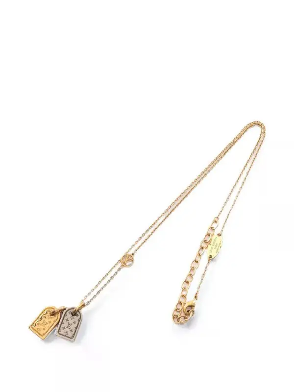 LOUIS VUITTON Tone/silver-tone Logo Plaque Necklace