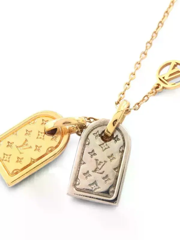 LOUIS VUITTON Tone/silver-tone Logo Plaque Necklace