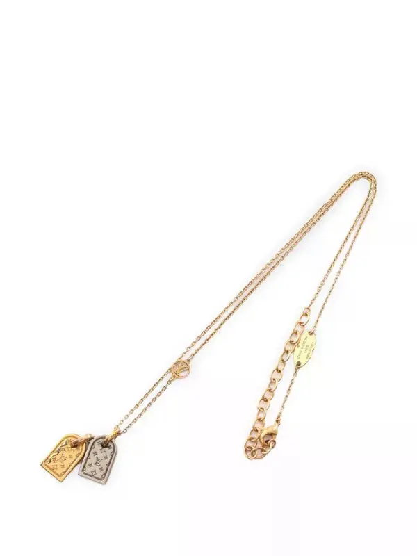 LOUIS VUITTON Tone/silver-tone Logo Plaque Necklace - Gold