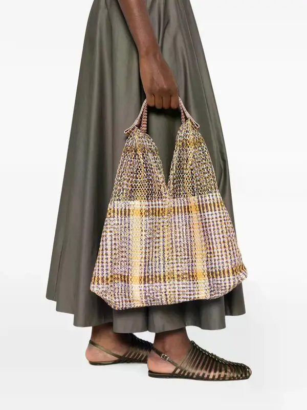 ÉPICE Check-pattern Mesh Tote Bag