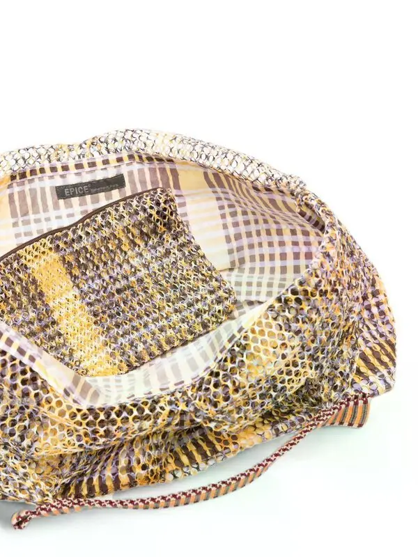 ÉPICE Check-pattern Mesh Tote Bag