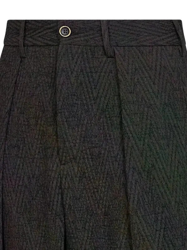 UMA WANG Chevron Pattern Pleated Cropped Trousers