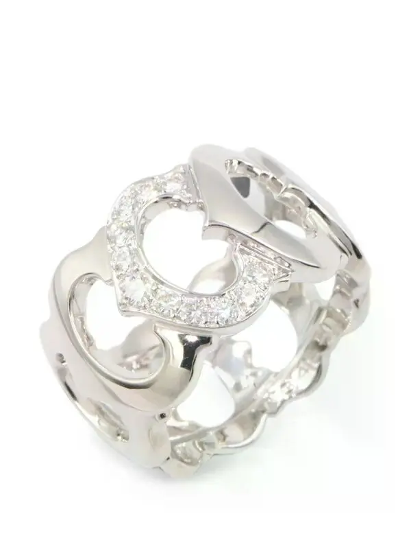 Cartier 18k White Gold Diamond C De Ring