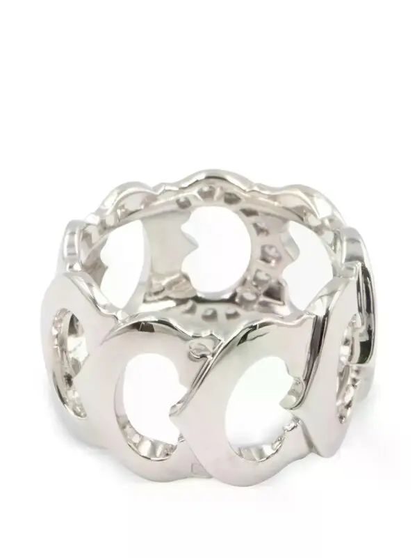 Cartier 18k White Gold Diamond C De Ring - Silver