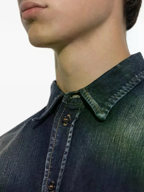 Dsquared2 Faded Leather-patch Denim Shirt